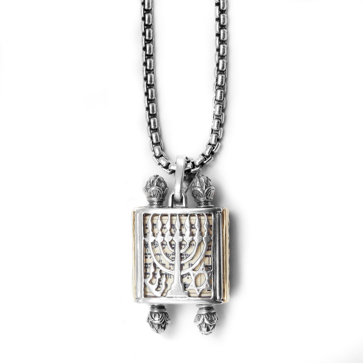 Filigree Torah Scroll Pendant Silver 14K gold Shema scroll Mens – www ...