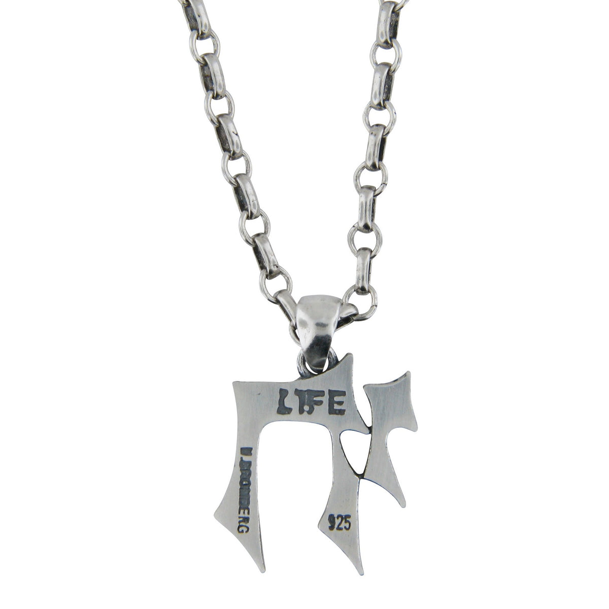 Large Gothic Style Chai Pendant Necklace Silver Antique Rolo Chain ...